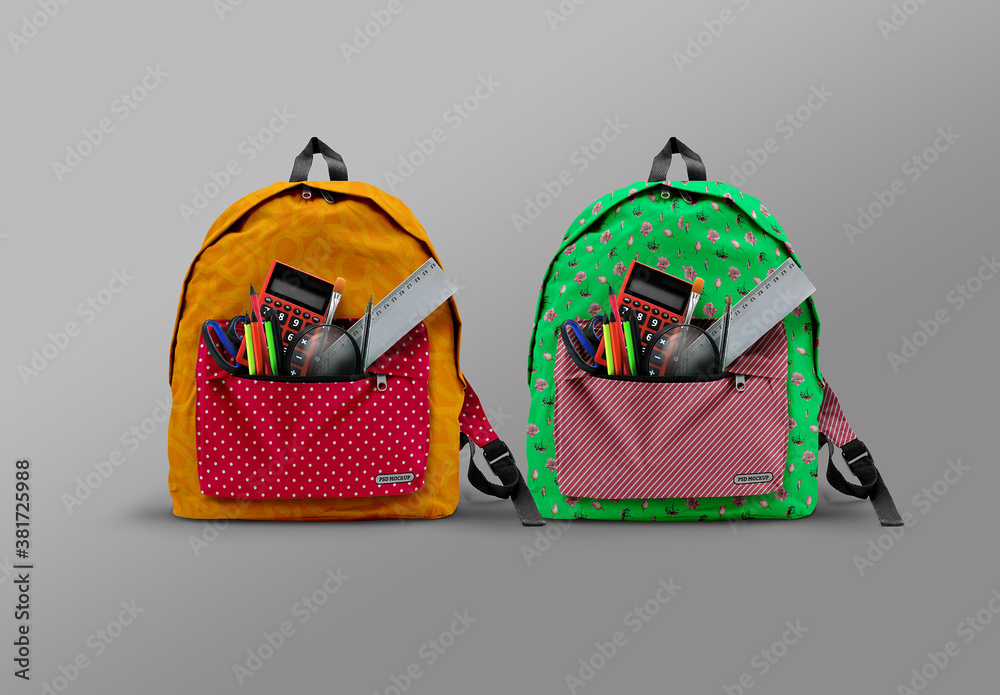 School Open Backpack Mockups Stock Template | Adobe Stock