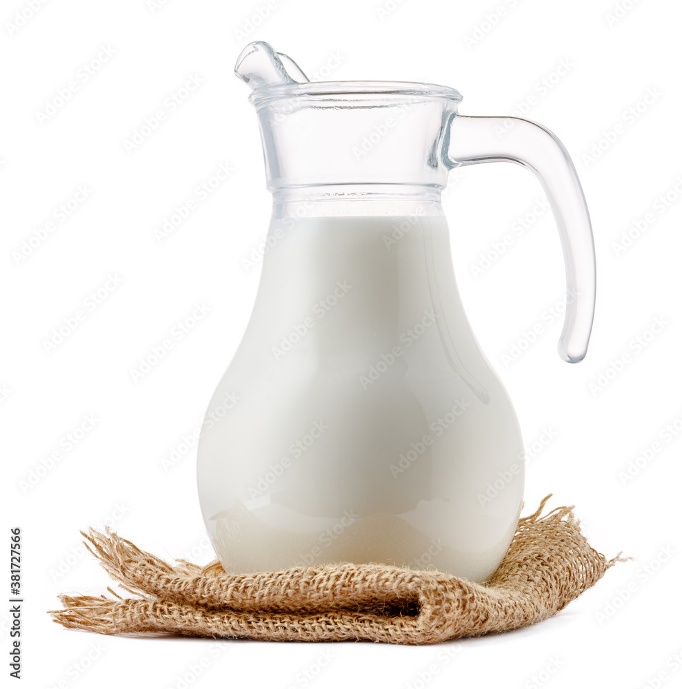 Glass milk jar isolated on white background Stock Photo | Adobe Stock