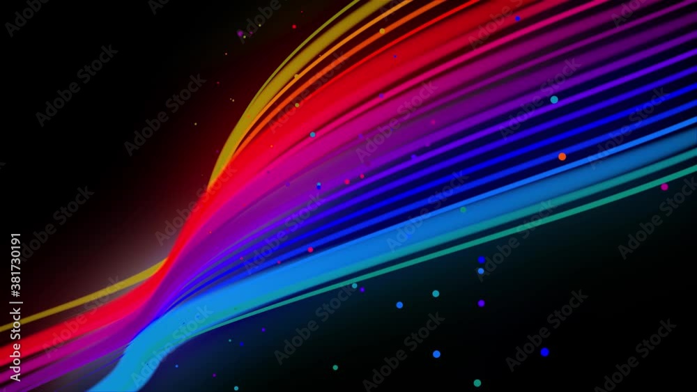 3d abstract looped 4k background with glow lines. Multi-colored neon ...