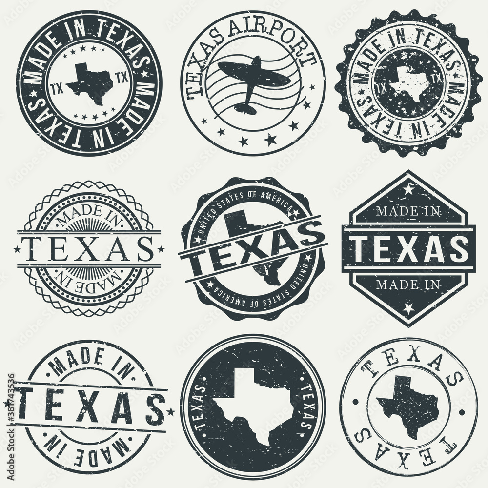 Texas Set of Stamps. Travel Stamp. Made In Product. Design Seals Old ...