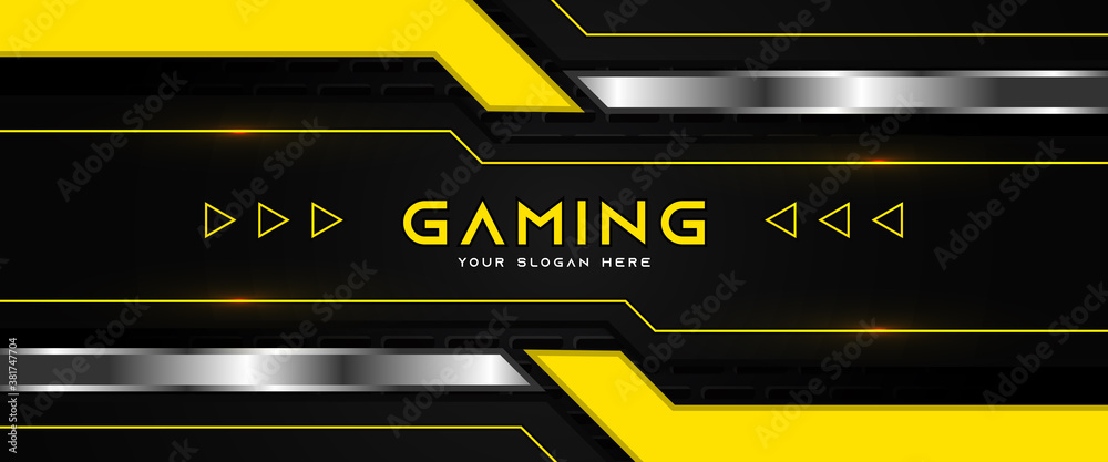 Futuristic yellow and black abstract gaming banner design template with ...
