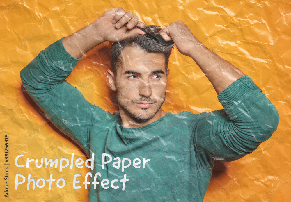 Crumpled Paper Photo Effect Mockup Stock Template | Adobe Stock