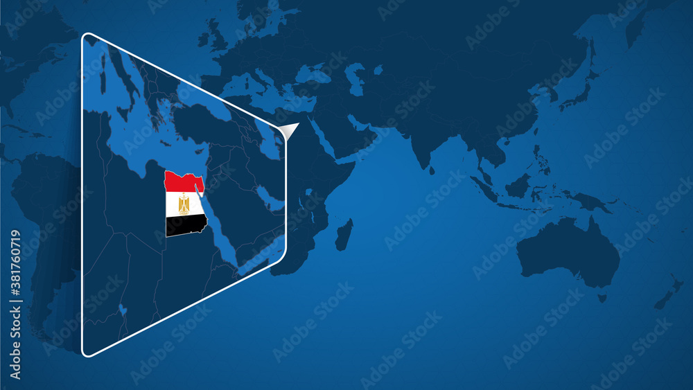 Location of Egypt on the World Map with Enlarged Map of Egypt with Flag ...