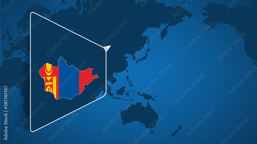 Mongolia map and surrounding countries