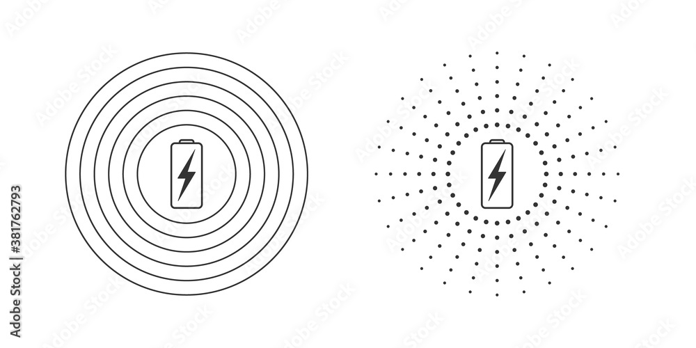 Wireless charging icons. Wireless charging icon concept. Variations of ...