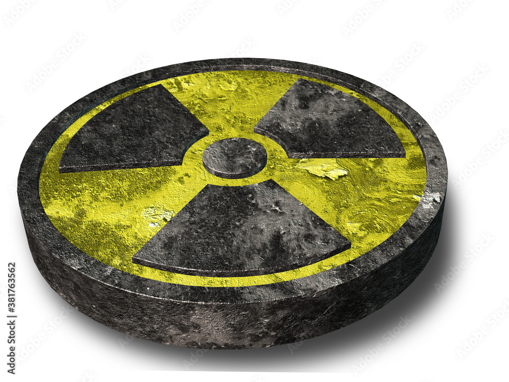 Textured radiation logo. The concept of radioactive pollution of the ...