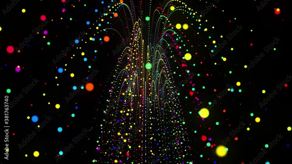 abstract 3d loop background with glowing particles lined up in a row ...