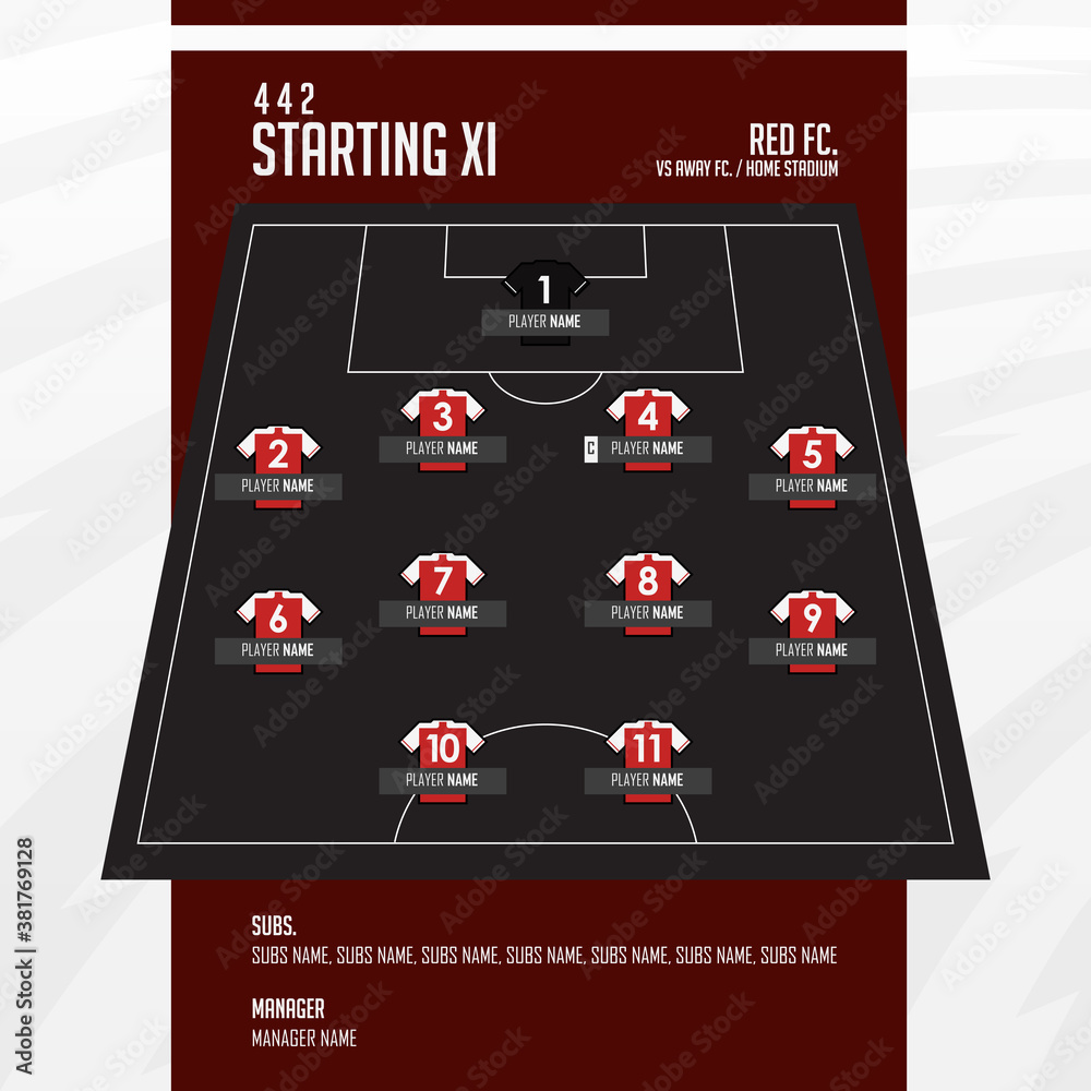 Football or soccer match lineups formation infographic. Set of football ...