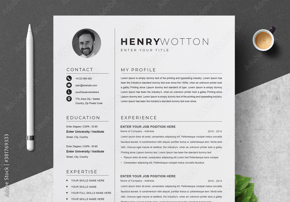 Creative Resume Layouts Layout with Photo Stock Template | Adobe Stock
