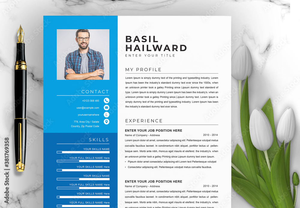 Modern Resume Layout Stock Template | Adobe Stock