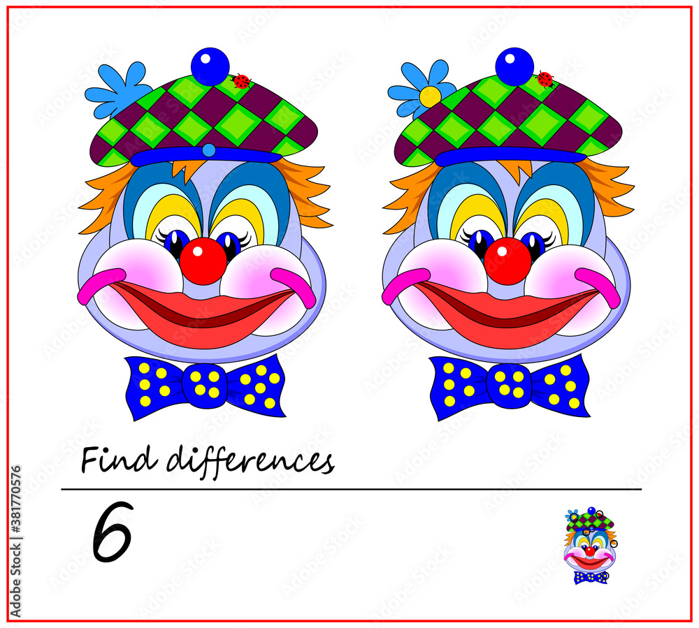 Vetor de Find 6 differences. Logic puzzle game for children and adults ...