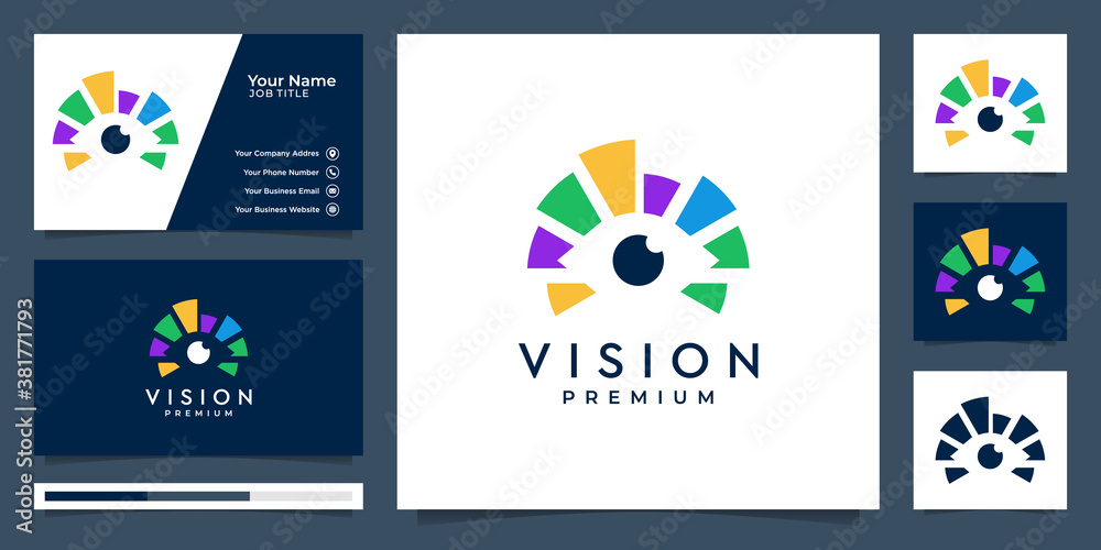 vision logo with combination eye concept. Premium vector template. logo ...