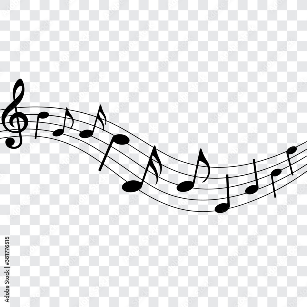 Music notes, wavy musical design element, vector illustration. Stock ...
