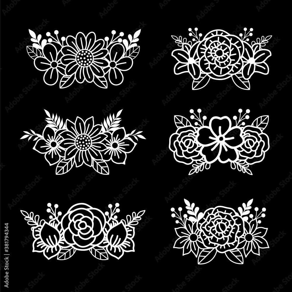 Simple Floral Cut File design Elements Stock Vector | Adobe Stock