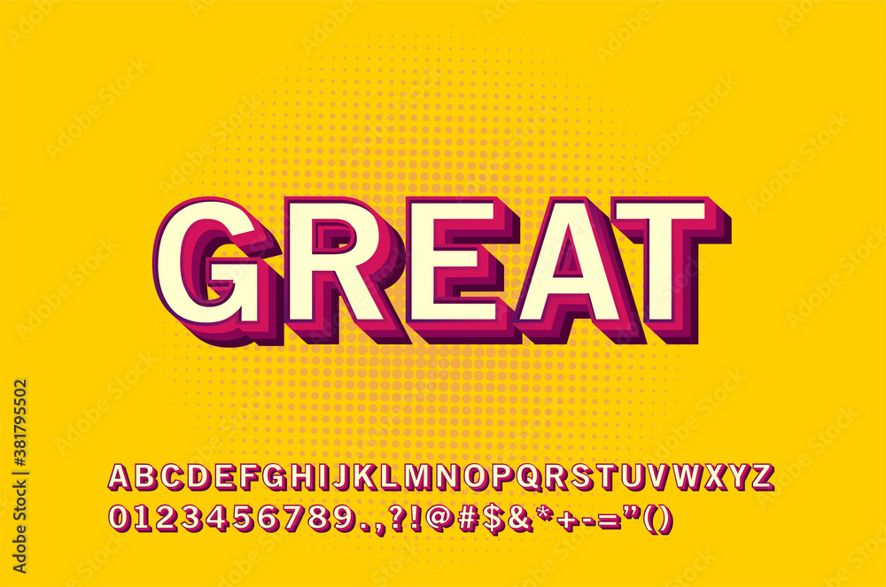 Bold and strong modern typeface, strong bold 3D font effect, vibrant ...