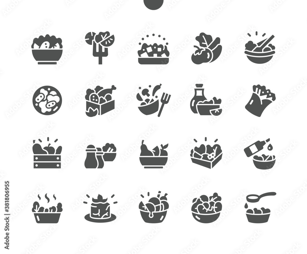 Healthy salads, leaves mix salad. Fruits and vegetables. Delicious ...