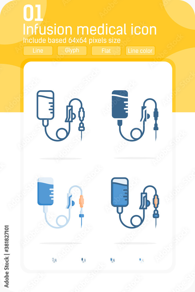 Infusion medical premiun icon with multiple style isolated on white ...