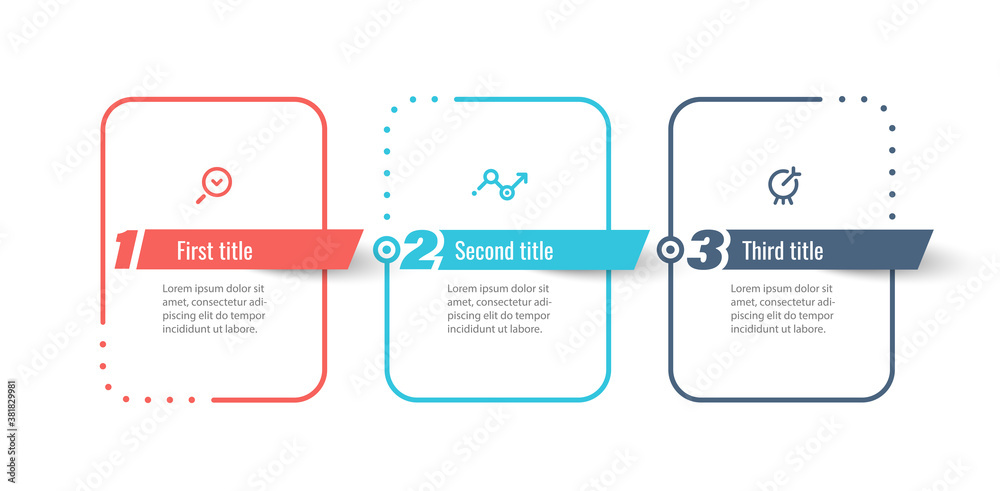 Vector Infographic design template with icons and 3 options or steps ...