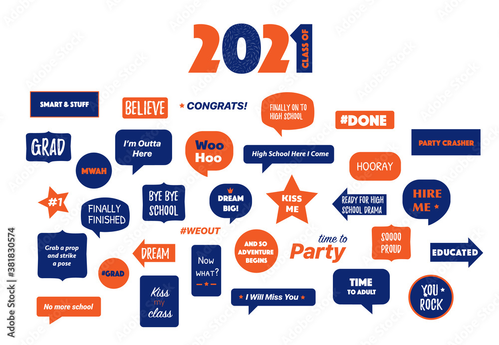 Photo booth props for graduation party. Congrats grad with funny quotes ...