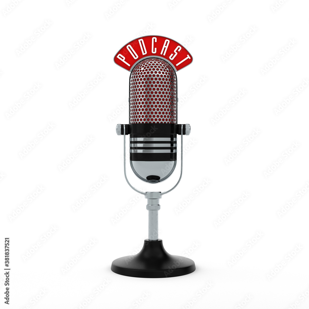 Microphone Podcast White Stock Illustration | Adobe Stock