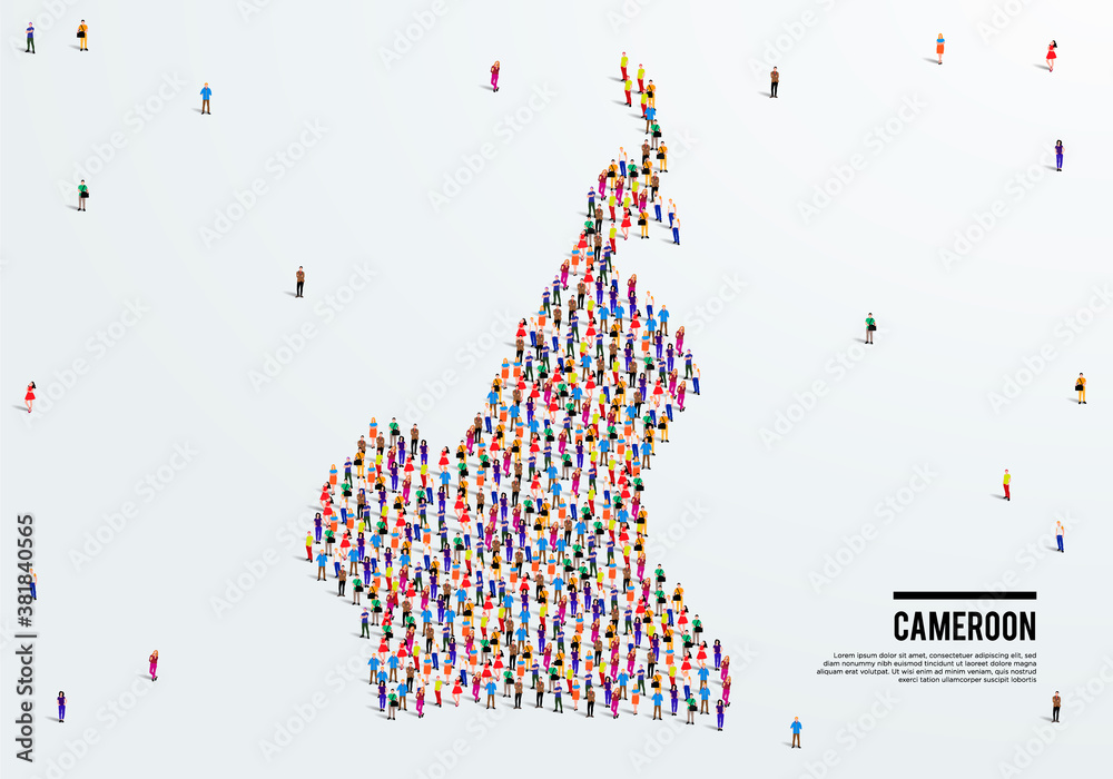 Cameroon Map. Large group of people form to create a shape of Cameroon ...