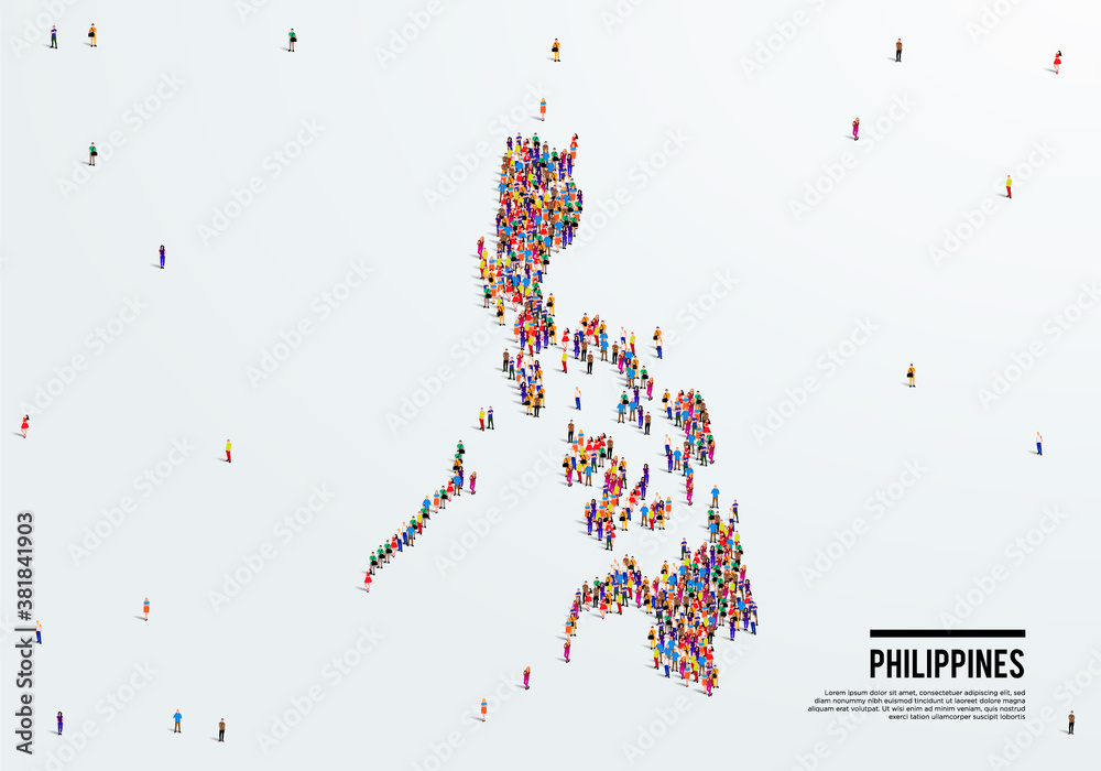 The Philippines Map. Large group of people form to create a shape of ...