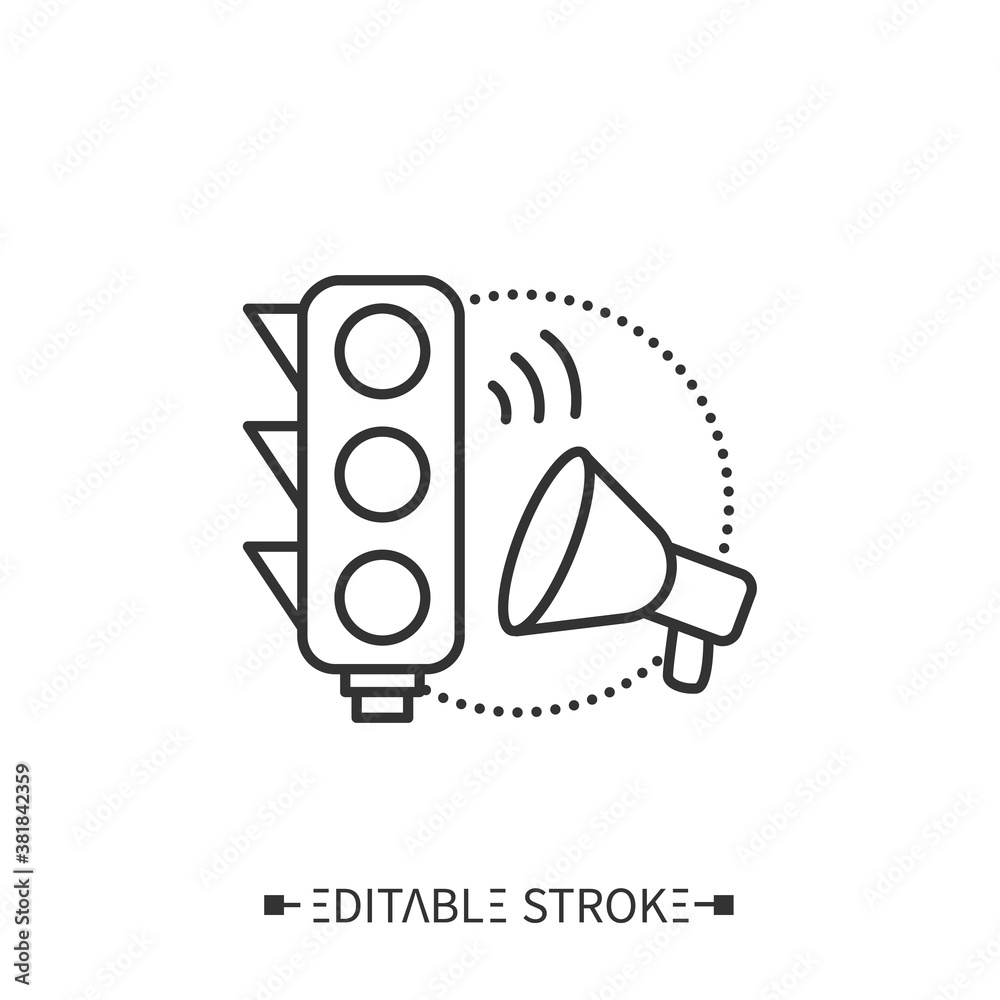 Traffic light sound line icon. Transition for the blind, disabled ...