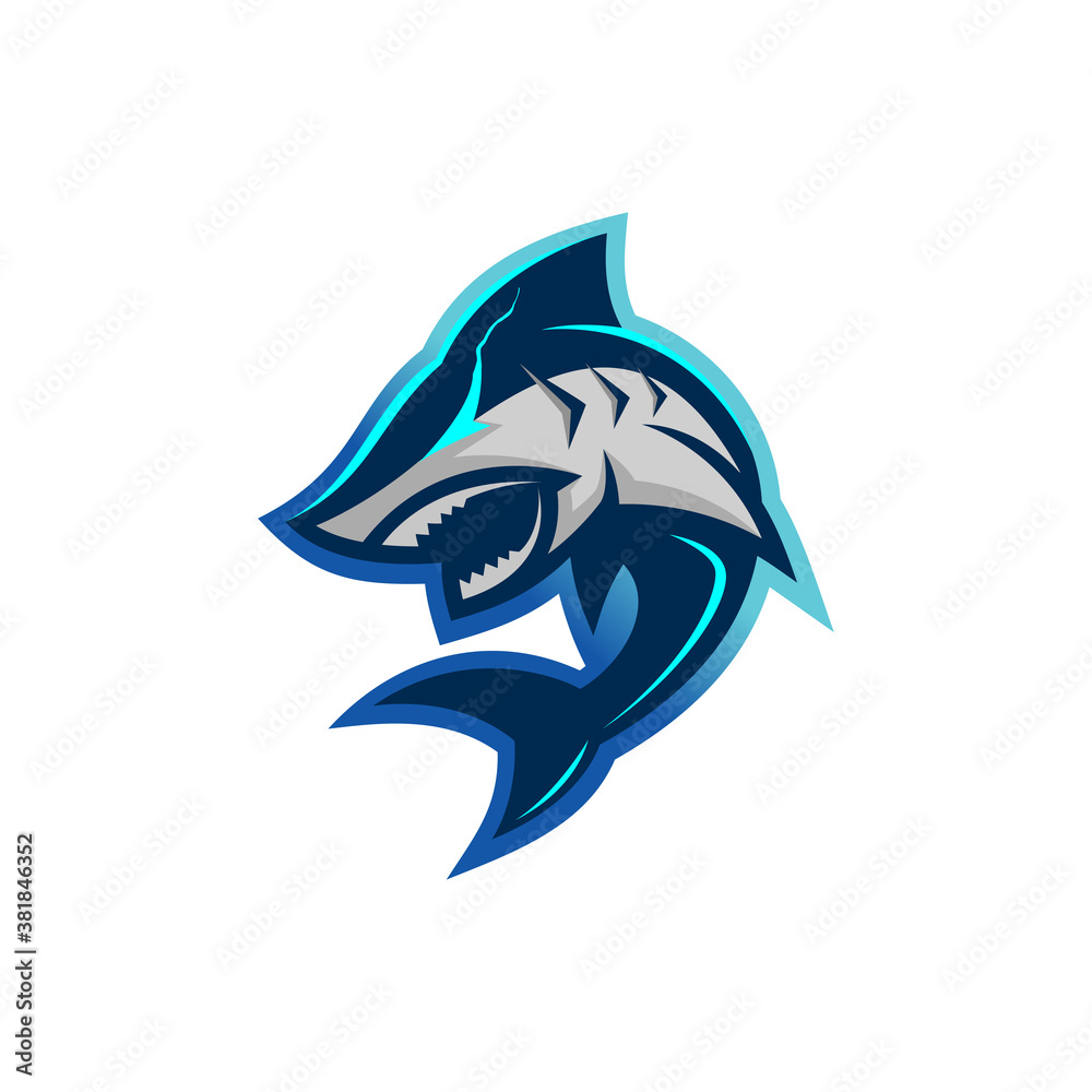 shark mascot esport logo design Stock Vector | Adobe Stock