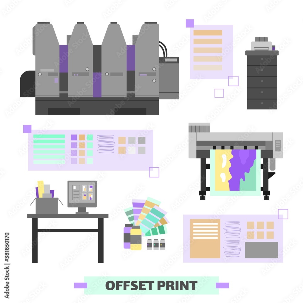 Polygraphy and printing house equipment and facility set of flat ...