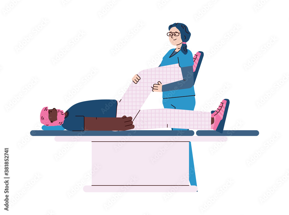 Therapist helping patient to overcome physical rehabilitation procedure ...