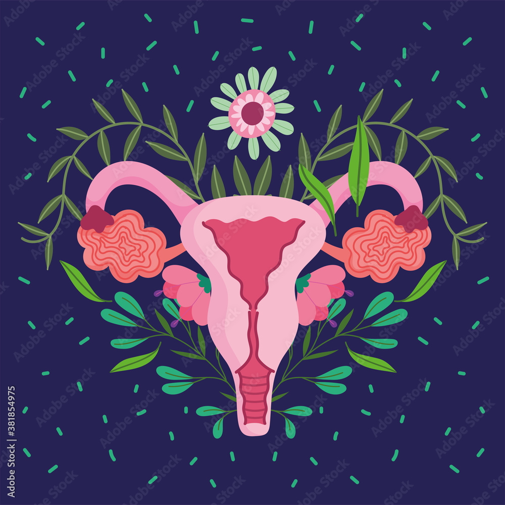 female human reproductive system, beautiful organ flowers decoration ...