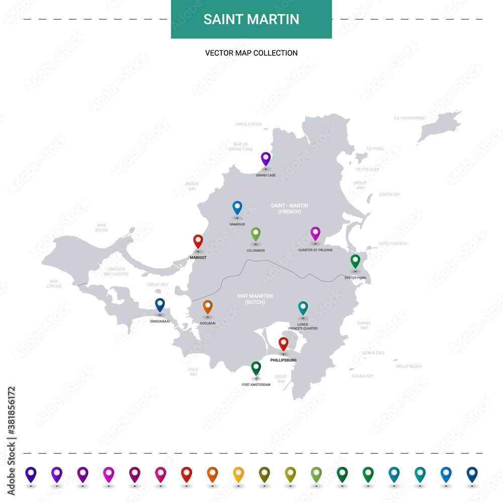 Fototapeta mapa świata dla dzieci Saint Martin map with location ...