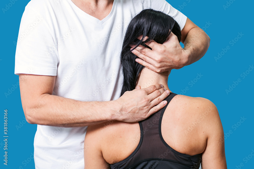 Physiotherapy neck pain exercises. Body massage in spa. Rehabilitation ...