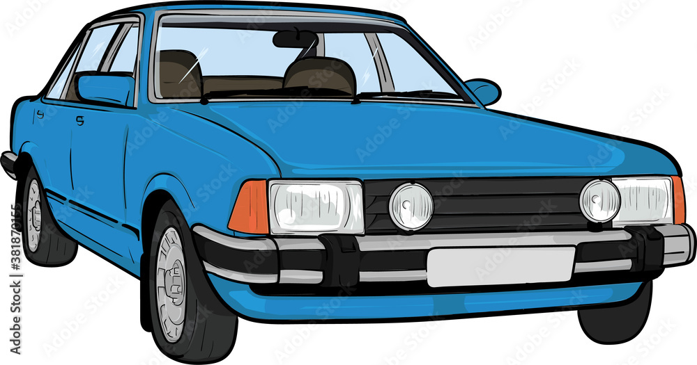 cartoon classic car blue, cartoon car, retro vintage car of the year ...
