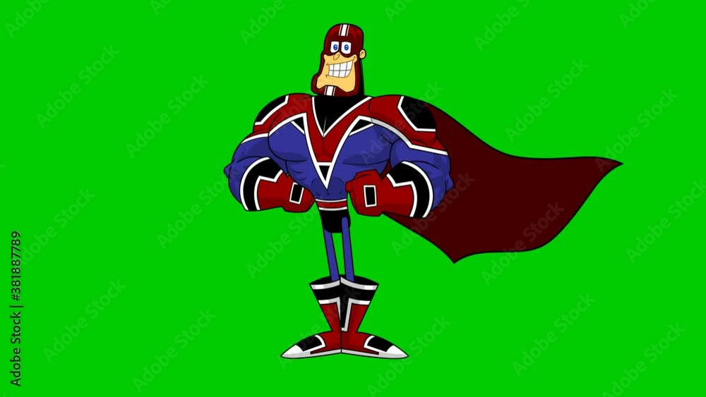Super Hero Cartoon Character. 4K Animation Video Motion Graphics On ...