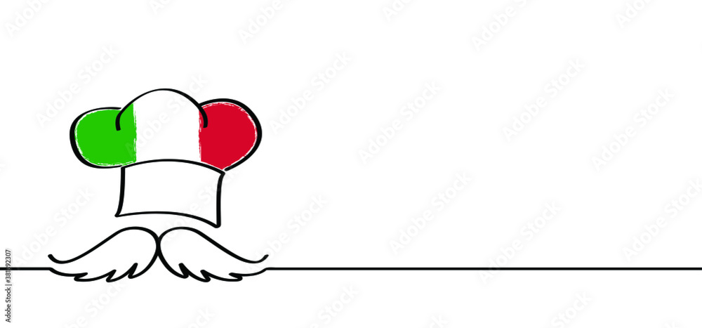 Italy, Italian, Italia. Chef hat cap. kitchen cooking hat. Flat vector ...