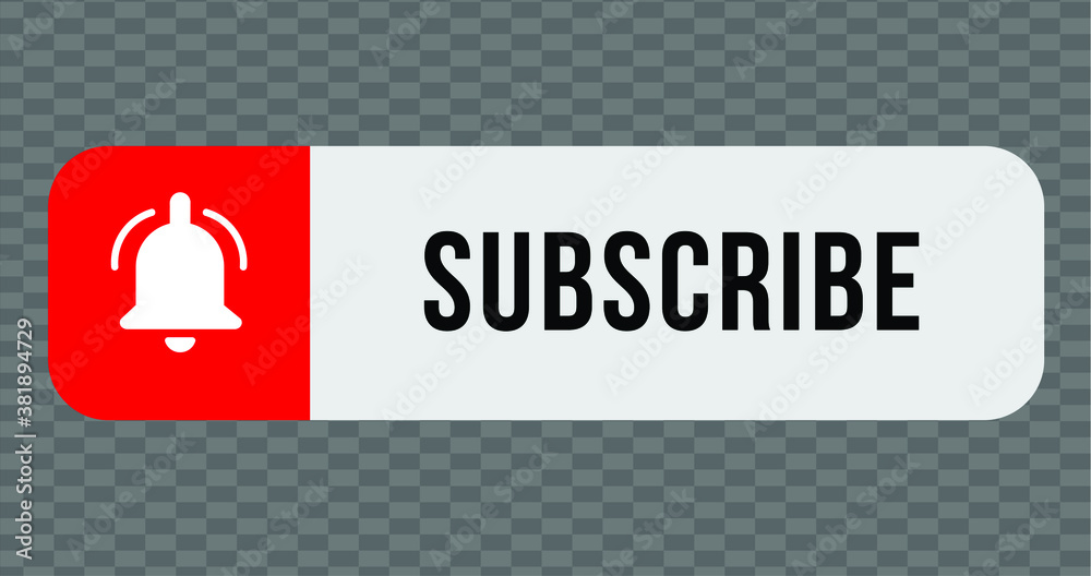 SUBSCRIBE - button red color with handon transparent background ...