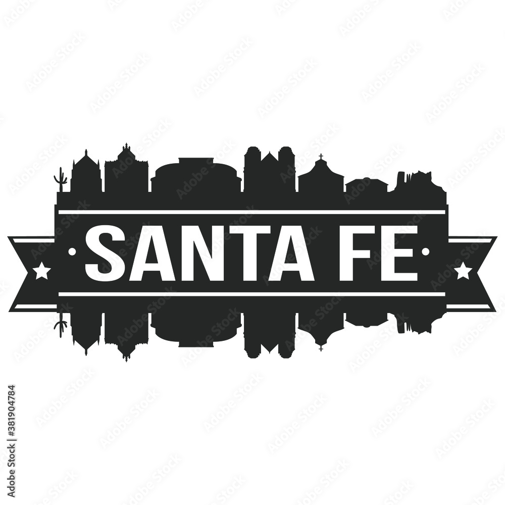 Santa Fe Skyline Silhouette Design City Vector Art Stencil. Stock ...