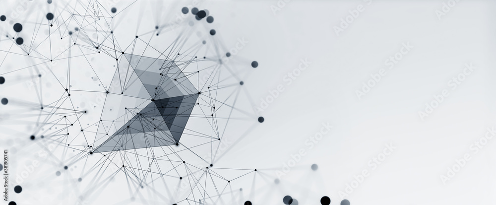 Big data concept. Crystal mesh 3D illustration. Neural connections in ...