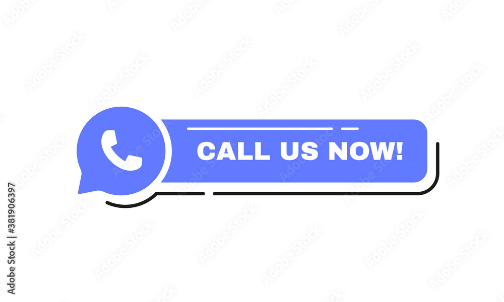 Call us label button with phone emblem on message bubble. Logo design ...