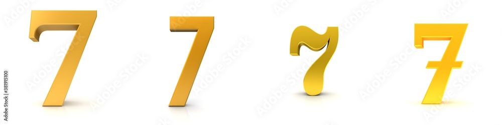 7 seven number 3d golden numeral sign set Stock Illustration | Adobe Stock