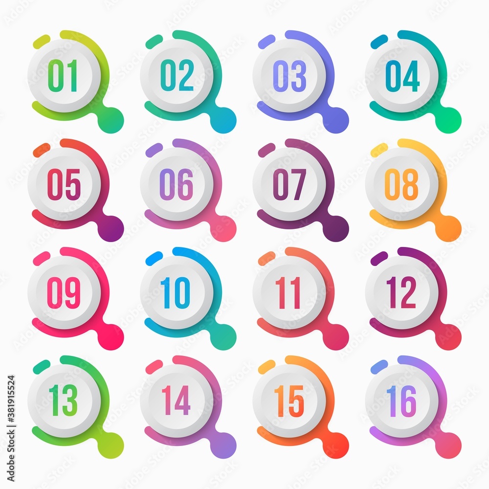 Number Bullet Point Colorful Gradient With Text Box Vector Element