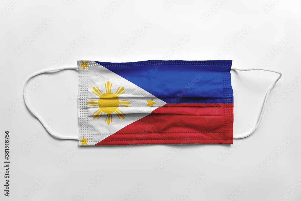 Face mask with Philippines flag printed, on white background, isolated ...