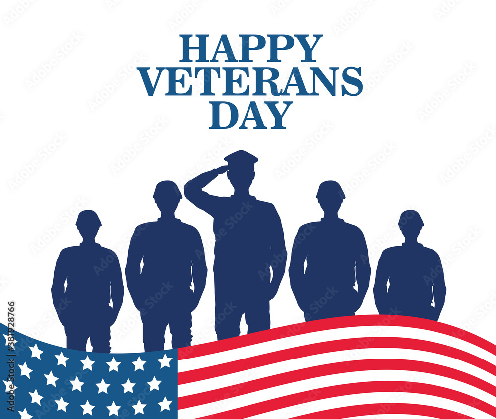 happy veterans day celebration with military officer and soldiers ...