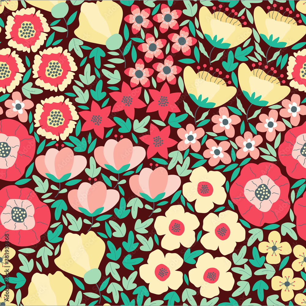 Spring surface pattern background. Beautiful flower leaf pattern ...