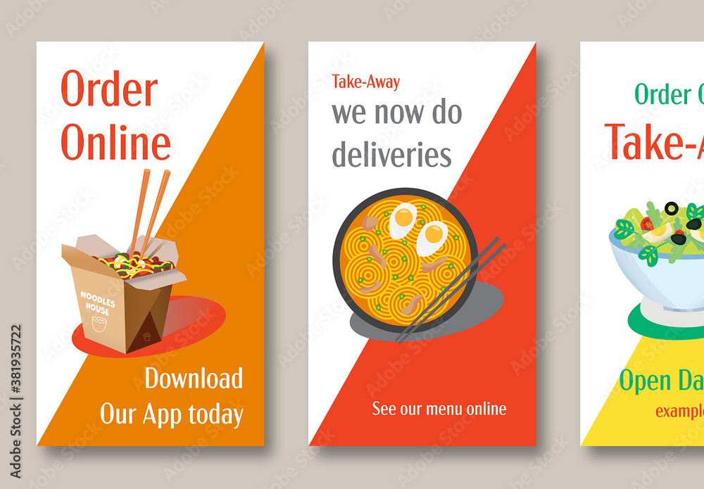 Take Away Social Media Posts Stock Template | Adobe Stock