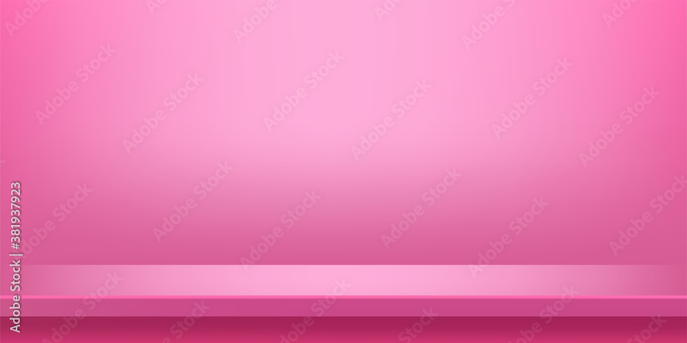 plank table pink on wall room for background, pink backdrop, copy space ...