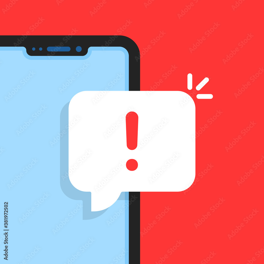 cartoon smart phone with alert notice Stock Vector | Adobe Stock