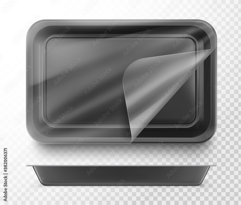 Horizontal tray container mockup. Vector illustration isolated on ...