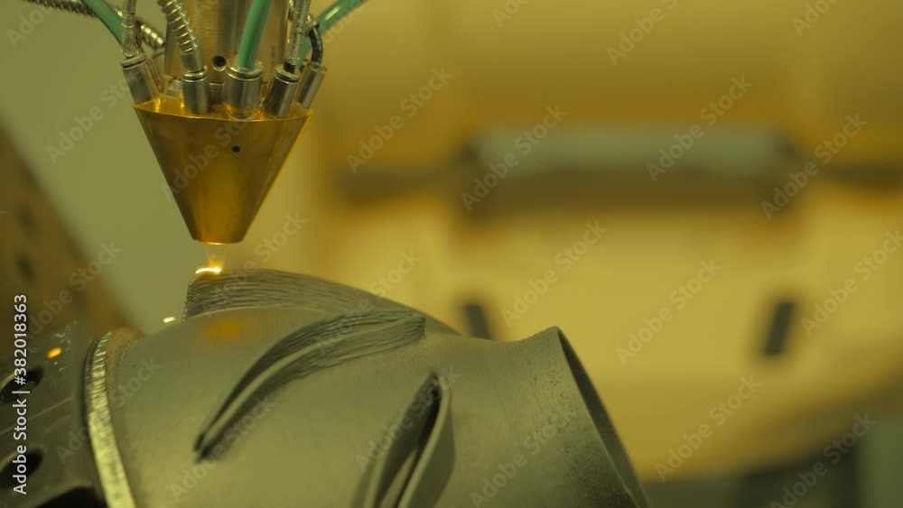 Metalworking, robotic, industrial concept. Direct metal deposition ...